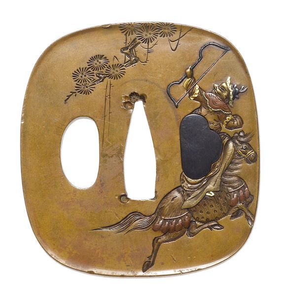 Bonhams : A brass tsuba Nara School, 19th century