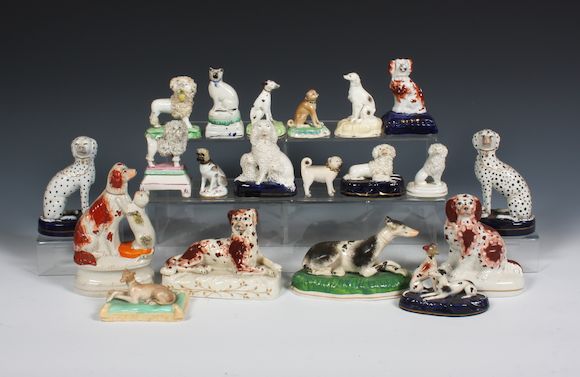 Bonhams : A group of English pottery and porcelain models of dogs and ...