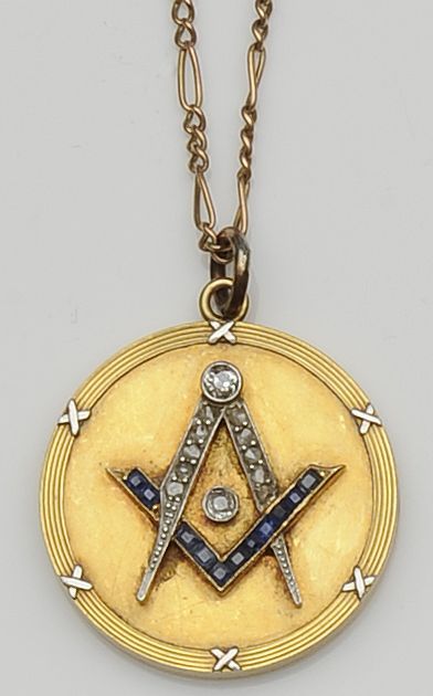 Bonhams : A sapphire and diamond Masonic locket