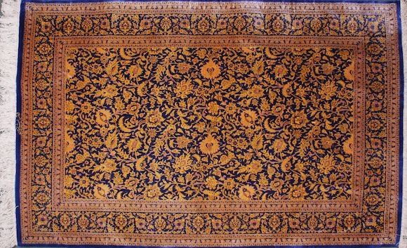 Bonhams : A Ghom silk rug Central Persia, 146cm x 98cm