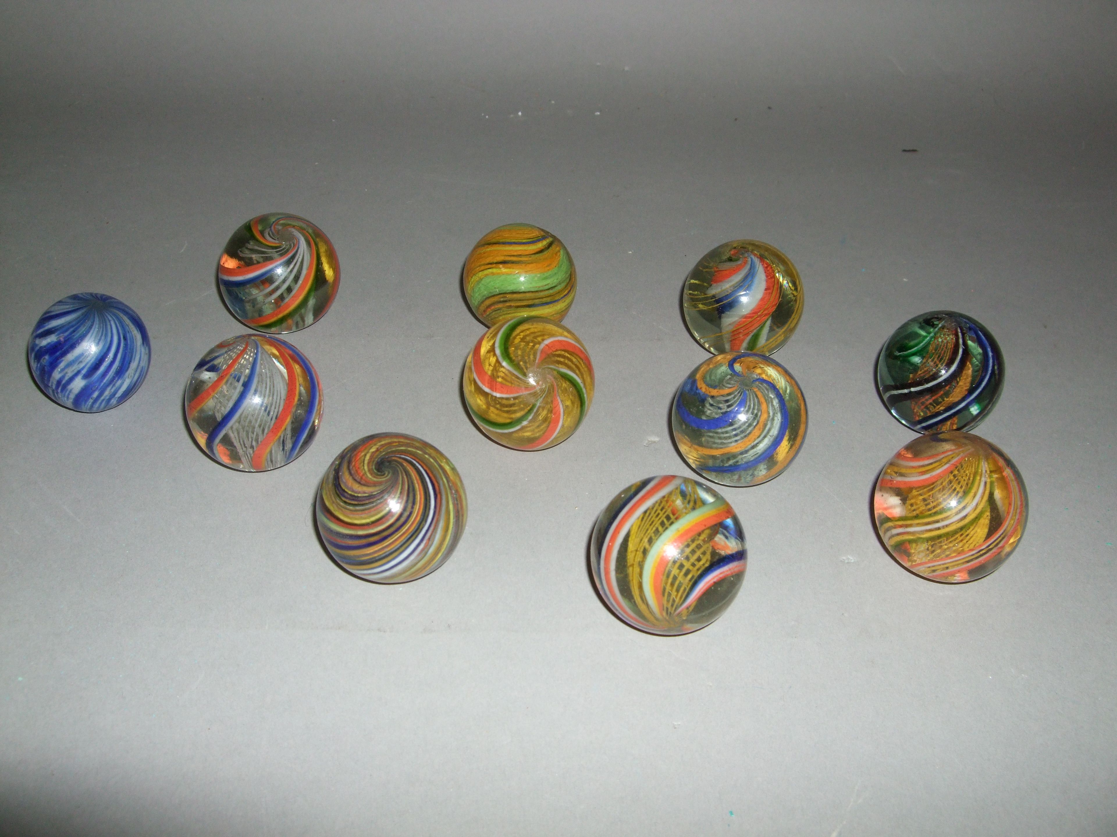 Bonhams : A collection of eleven large glass marbles 19th century