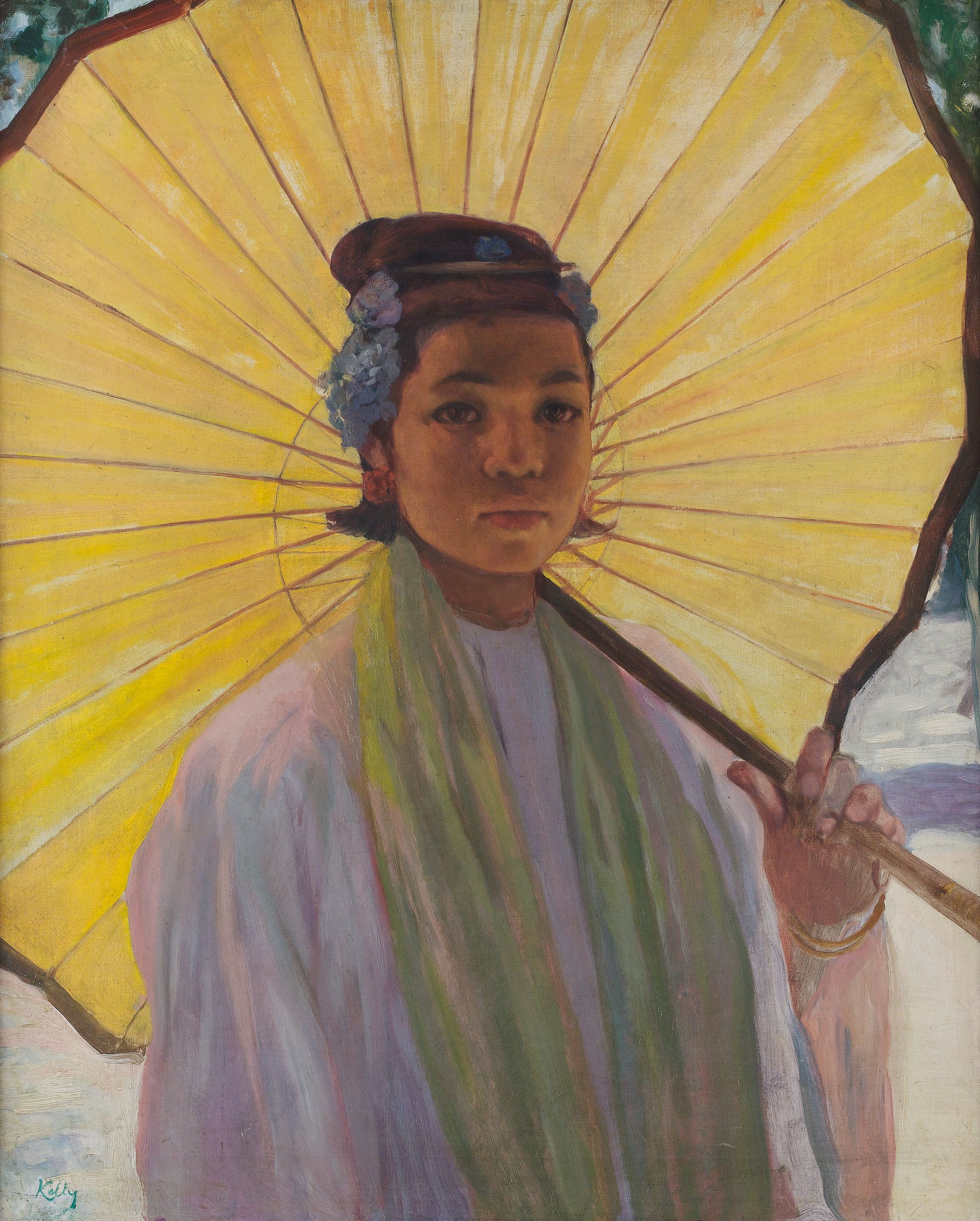 Bonhams : Gerald Kelly (British, 1879-1972) Burmese girl with yellow ...