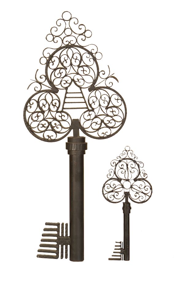 Bonhams : A large cast iron locksmiths key sign together with a small ...