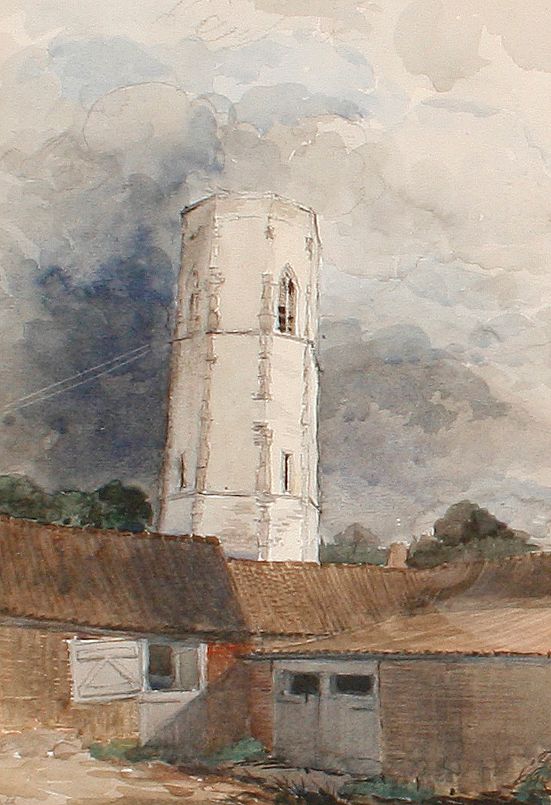 Bonhams : Sir Albert Edward Richardson (British, 1880-1964) A Norfolk tower
