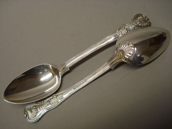 Bonhams : A George IV set of 6 King's Honeysuckle with Union shell heel ...