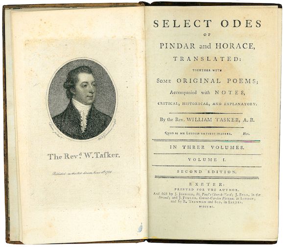 Bonhams : TASKER (WILLIAM) Select Odes of Pindar and Horace Translated ...