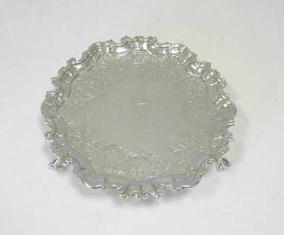 Bonhams : A George II Irish silver waiter, maker's mark mistruck ...