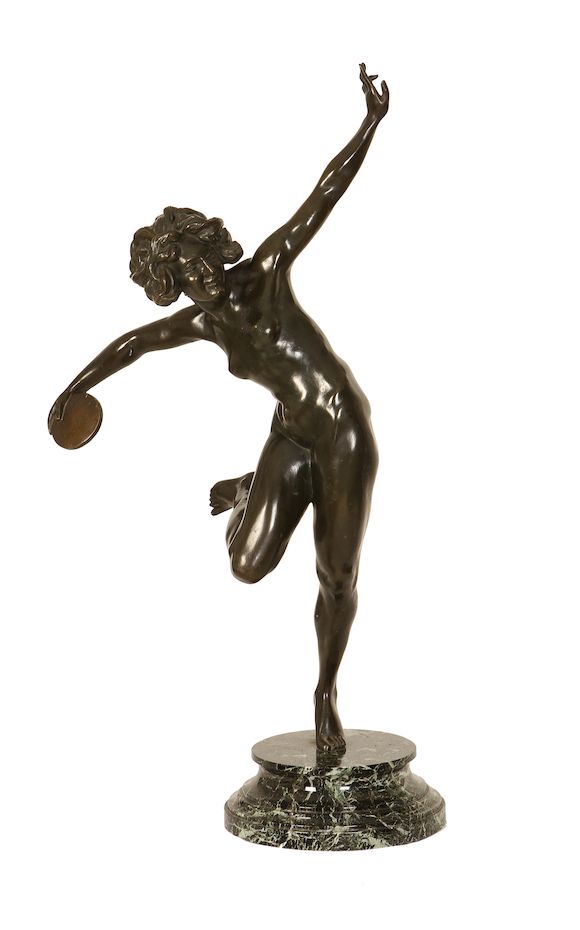 Bonhams : An early 20th century bronze figure of a young female discus ...