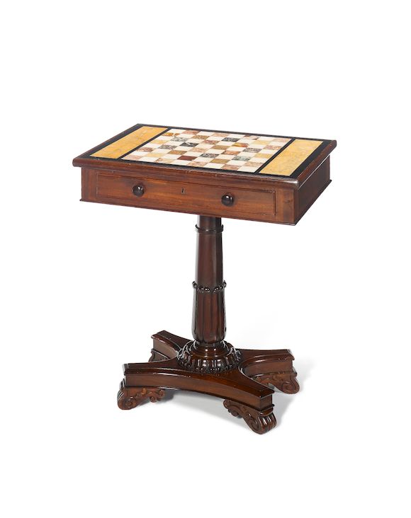 Bonhams : A Regency mahogany and specimen marble games table