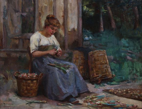 Bonhams : Dora Meeson (Australian, 1869-1955) 'Cleaning bulbs' 33 x 41cm.