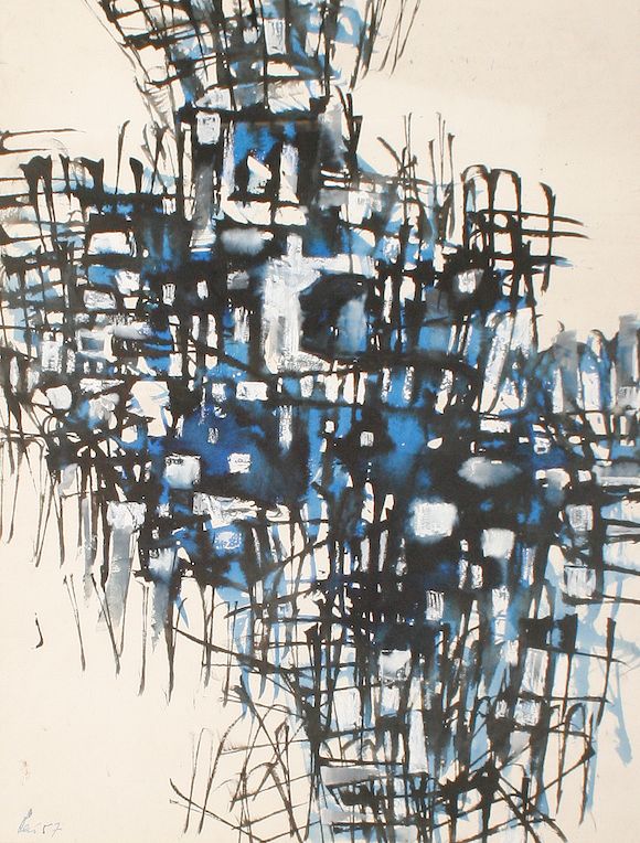 Bonhams : Peter Clough Untitled blue and black