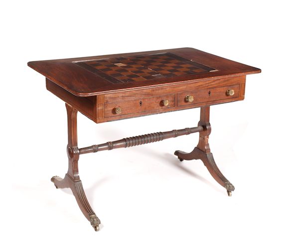 Bonhams : A Regency mahogany library chess table