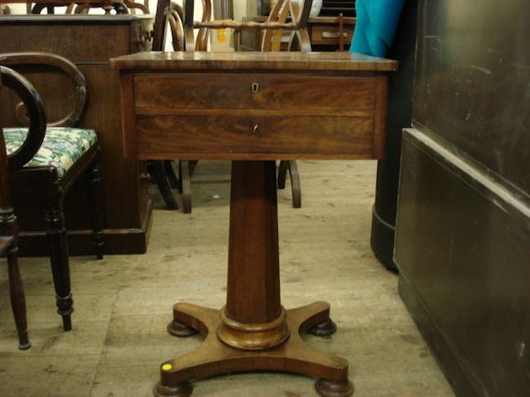 Bonhams : A Victorian mahogany pedestal work table