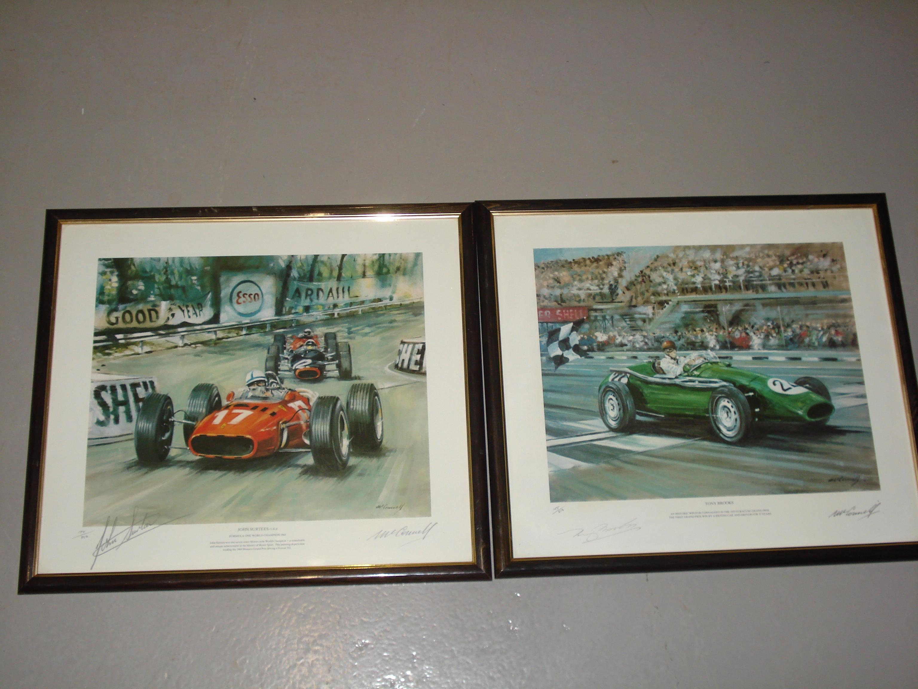 Bonhams Cars Two Signed Motor Racing Prints After Connell