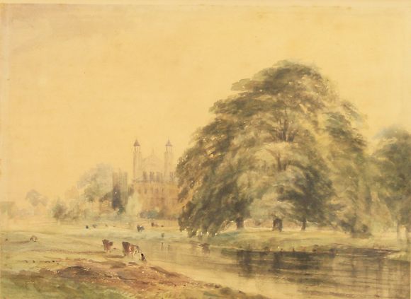 Bonhams : William Evans of Eton (British, 1798-1877) Cattle before Eton college