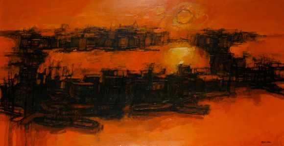 Bonhams : Alfred Cohen (American, 1920-2001) 'Riverscape-Thames', circa ...