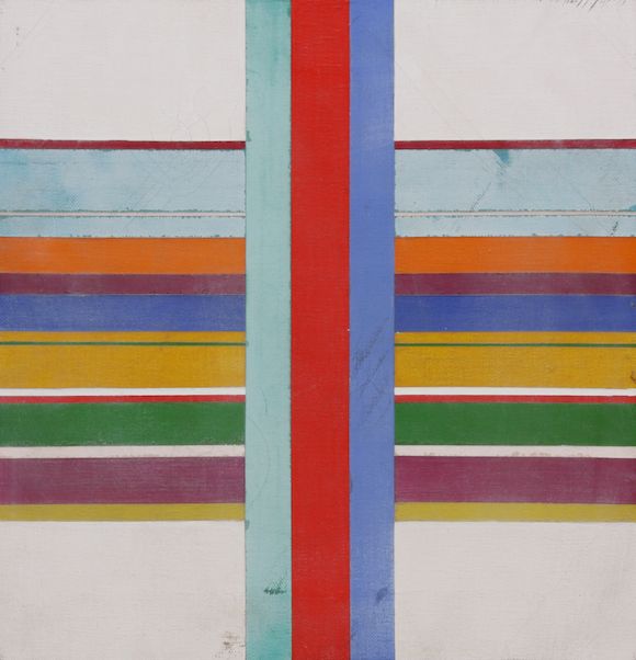 Bonhams : Peter Kalkhof (German, born 1933) 'Vertical Red' 29 x 29cm ...