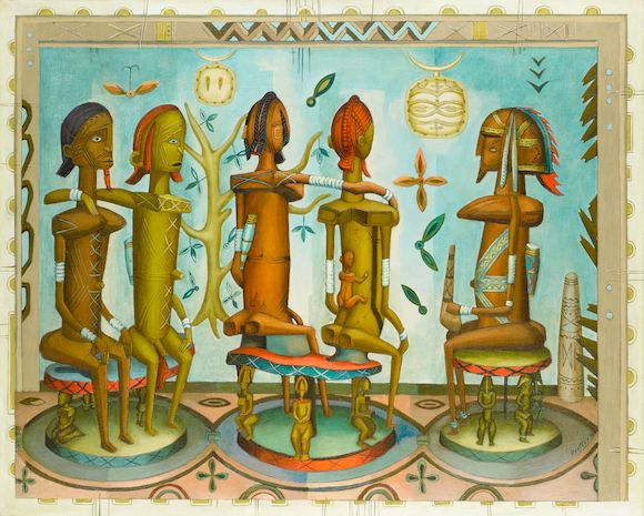 Bonhams : Alexis Preller (South African, 1911-1975) 'The Garden of Eden'