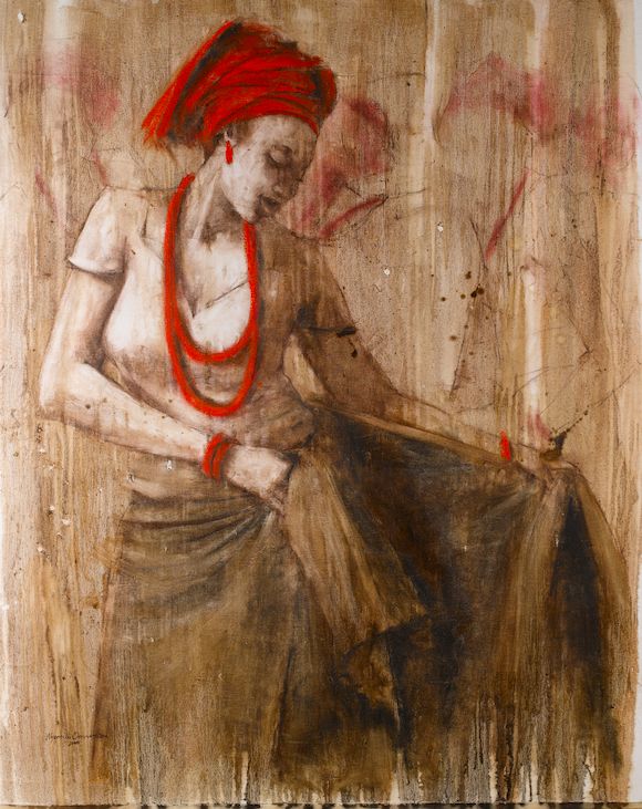 Bonhams : Nyemike Onwuka (Nigerian, born 1972) 'Just Before the Dance ...