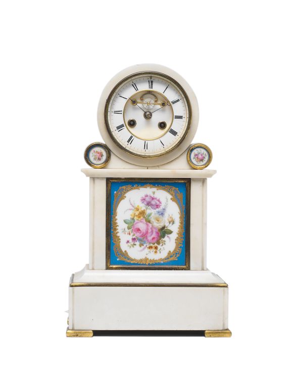 Bonhams : A late 19th century French porcelain mounted white marble ...