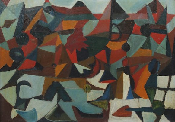 Bonhams : Patrick Hayman (British, 1915-1988) Abstract Landscape 56 x 76cm.