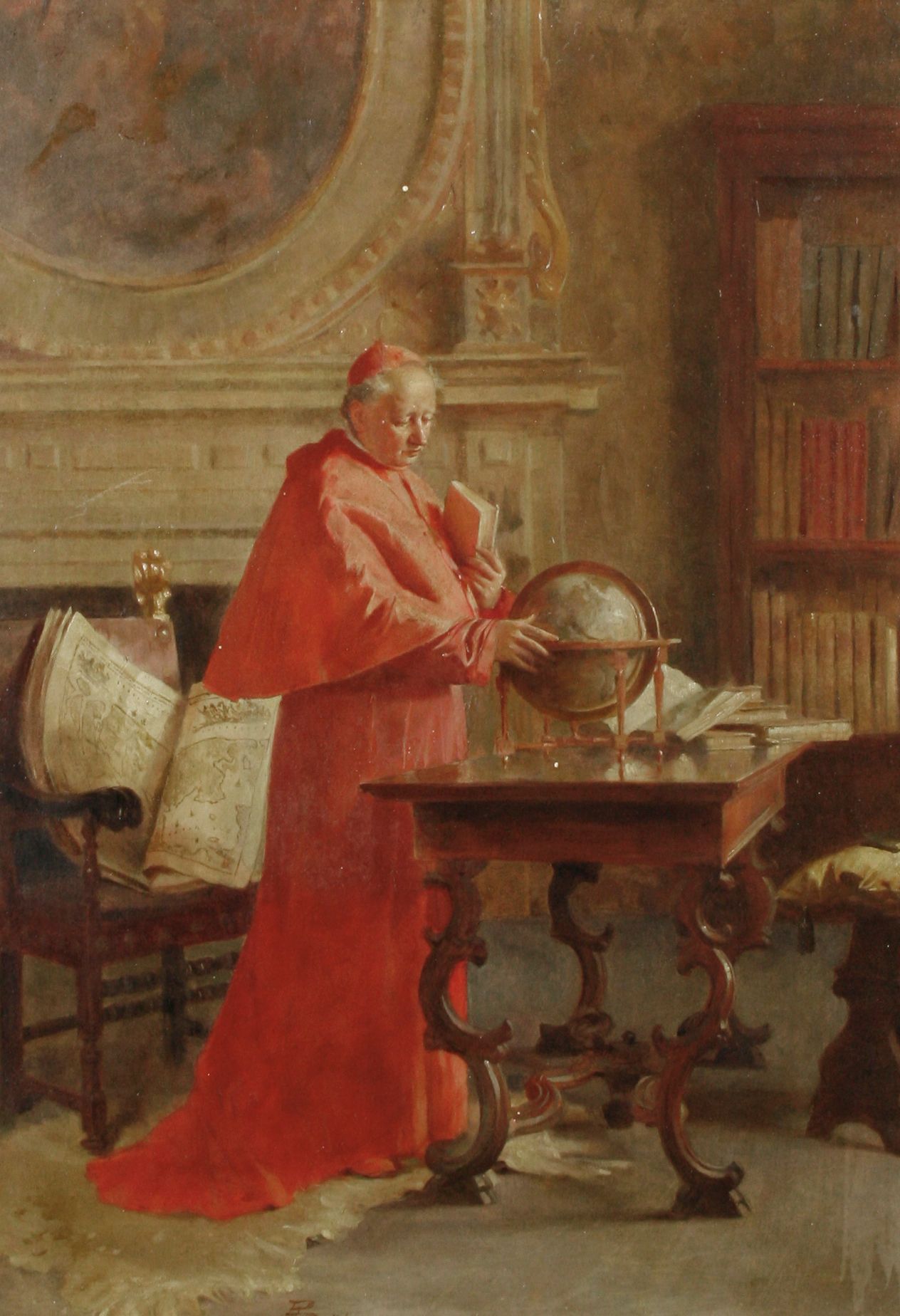 Bonhams : ** Bellini (Italian, late 19th Century) A Cardinal studying a ...