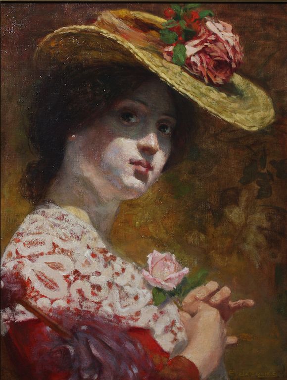 Bonhams : Emile Jacques (Belgian, 1874-1937) Portrait of a young lady ...