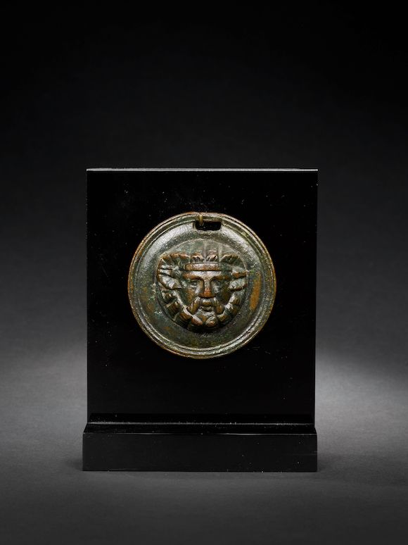 Bonhams : A Roman bronze roundel of Zeus Ammon