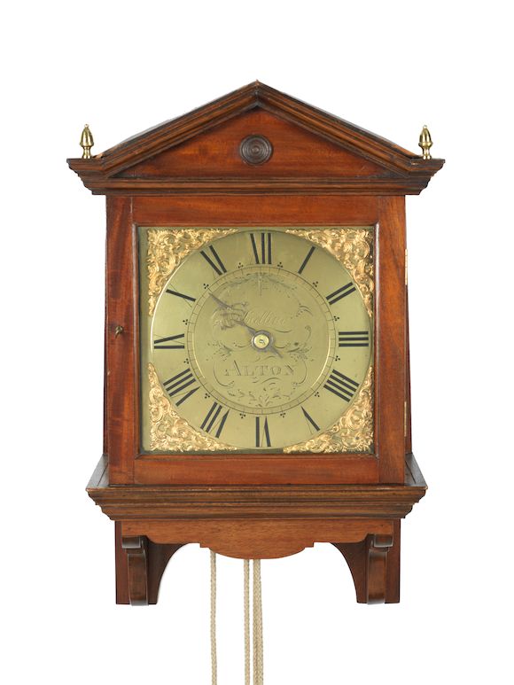 Bonhams : A late 18th century and later mahogany hooded wall clock with ...