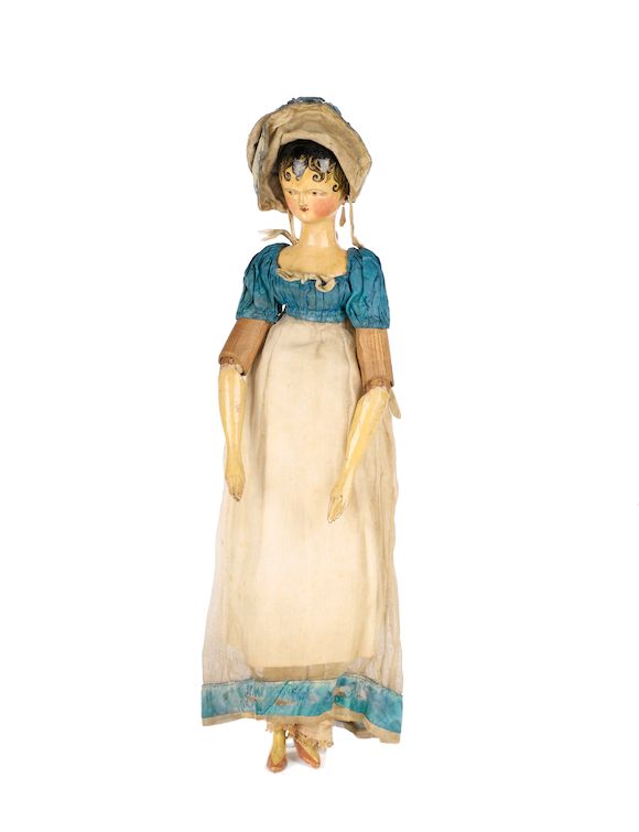 Bonhams : Rare large Grodnertal wooden doll in original clothes, German ...