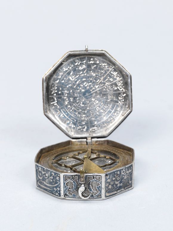 Bonhams : A Zand Qibla-Indicator with Compass Persia, dated AH [1]182 ...