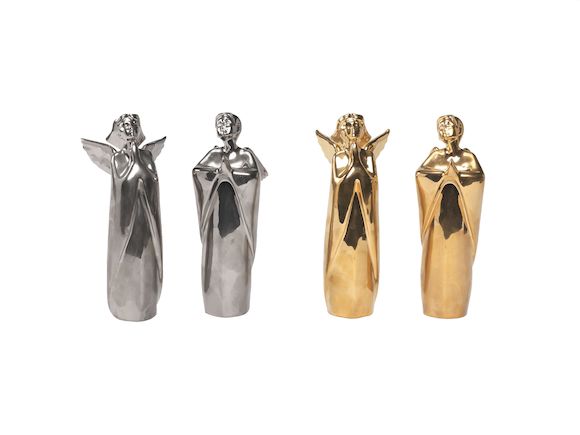 Bonhams : Doulton Burslem A Pair of Rare Silver Lustre Angel Figures ...
