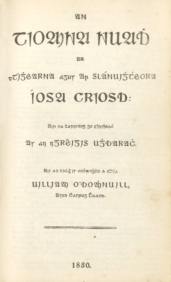 Bonhams : IRISH GAELIC [The Holy Bible, in Irish Gaelic]