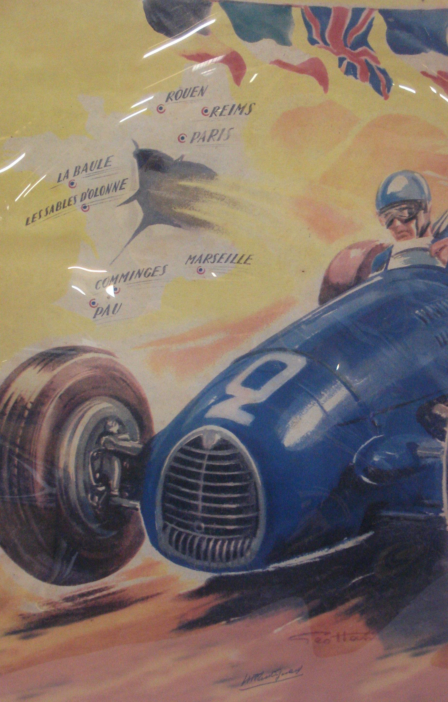 Bonhams Cars : A signed reproduction motorsport poster with artwork ...