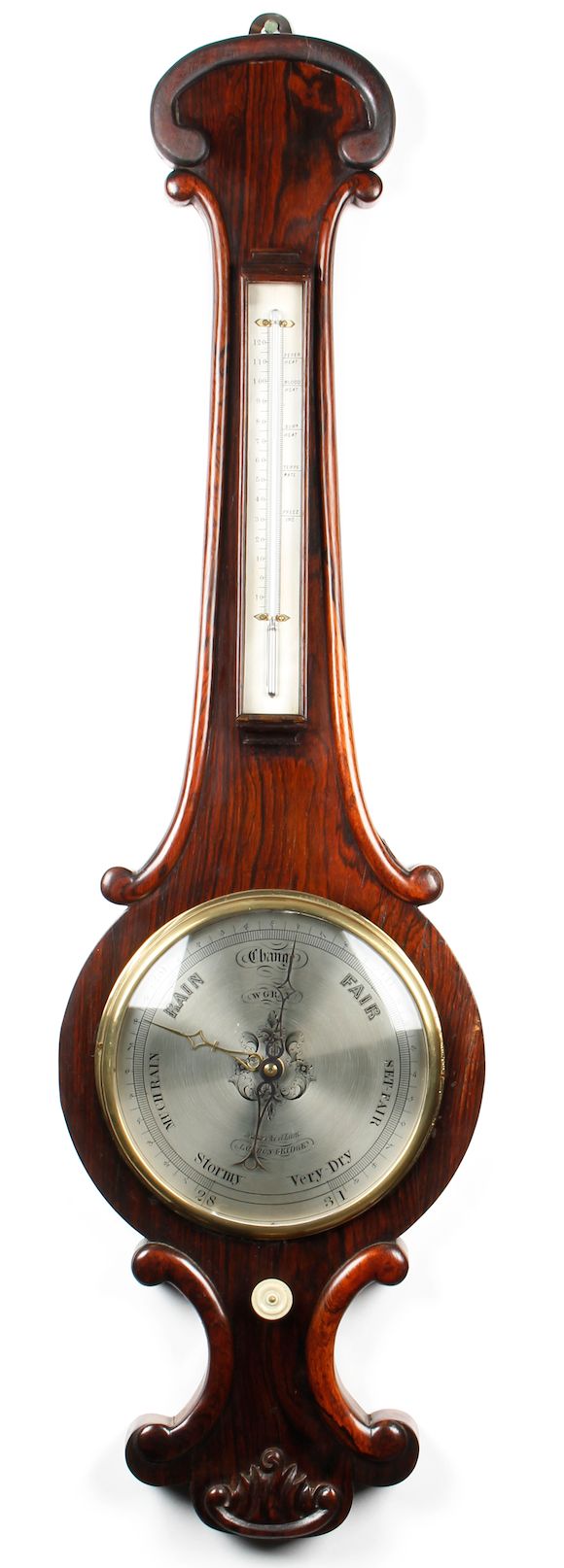Bonhams : A mid-19th century rosewood wheel barometer "W. Gray, 16 ...