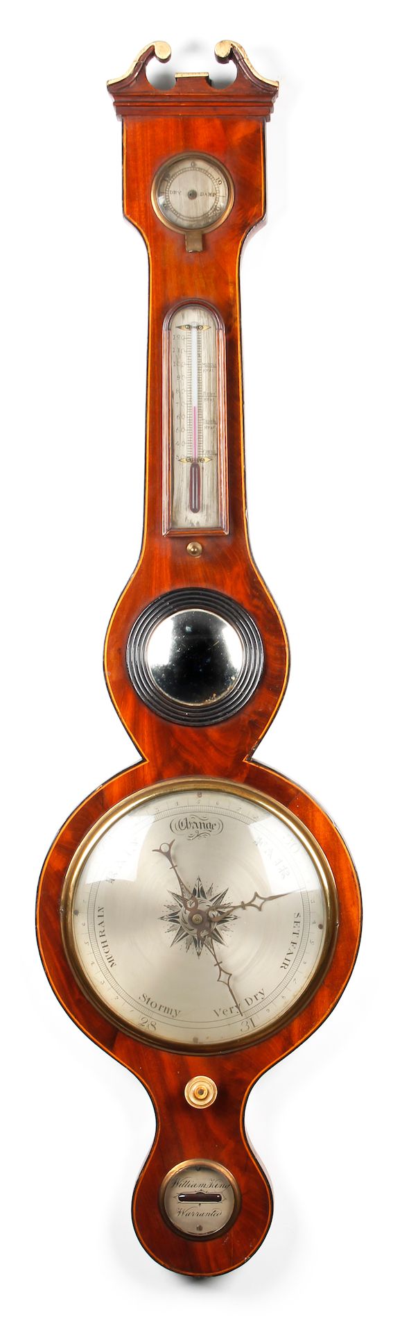 Bonhams : An early 19th century inlaid mahogany wheel barometer William ...