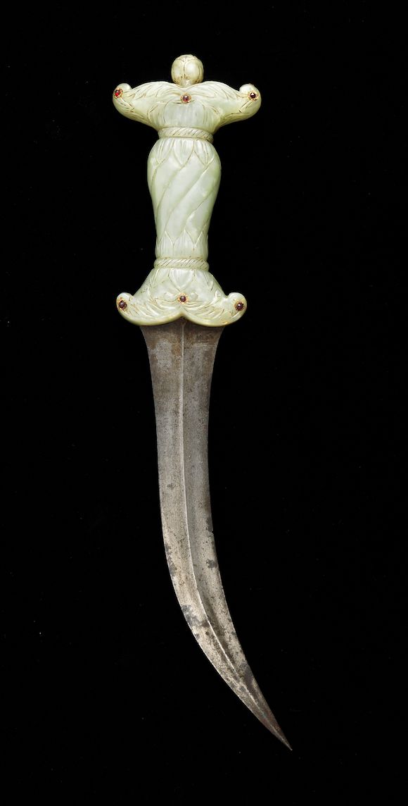 Bonhams : A Mughal gem-set jade-hilted Dagger Northern India, 18th Century