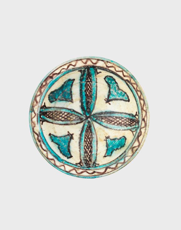 Bonhams : A Timurid "Varamine"-type underglaze-painted pottery Dish ...