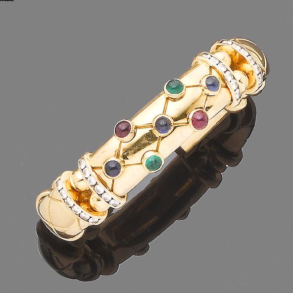 Bonhams : A gem-set torque bangle