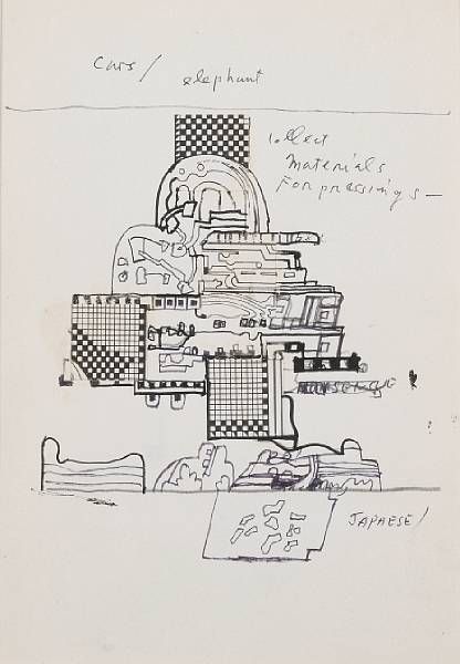 Bonhams : Sir Eduardo Paolozzi (British, 1924-2005) 'Cars/Elephant' ink ...
