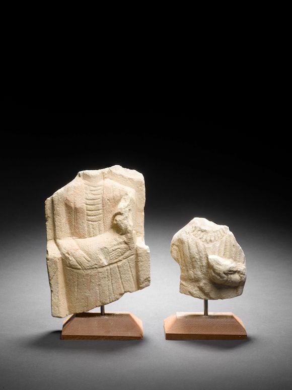 Bonhams : Two Cypriot limestone fragmentary figures 2