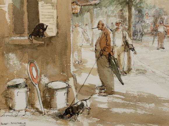 Bonhams : Roland Batchelor (British, 1889-1990) 'Street scene, Thun'
