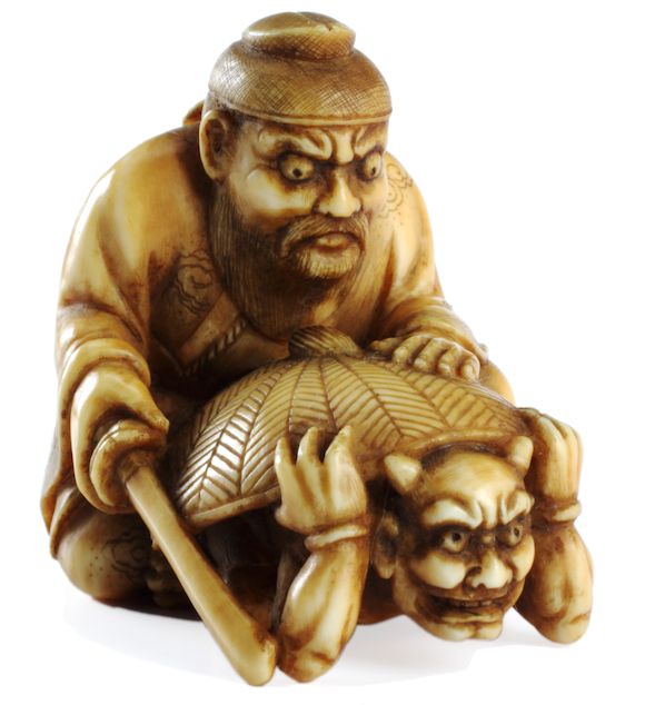 Bonhams : A Japanese ivory netsuke of Shoki