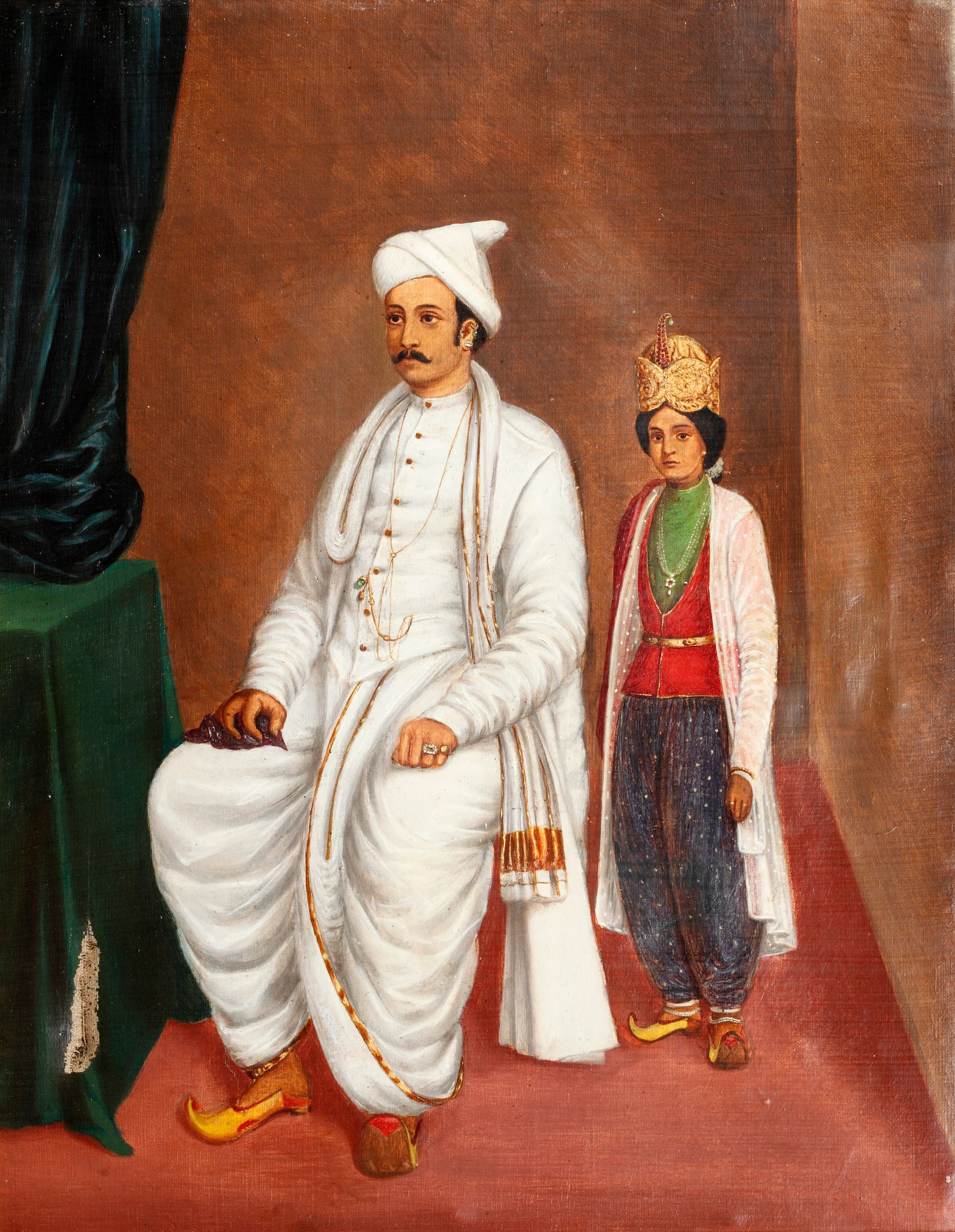 Bonhams : Indian School, 19th Century Portrait of a Rajah and attendant