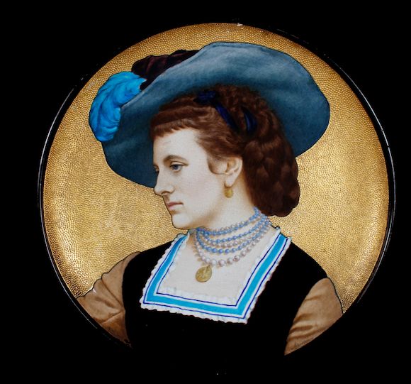 Bonhams : A large Minton plaque painted by Herbert Wilson Foster Dated 1879