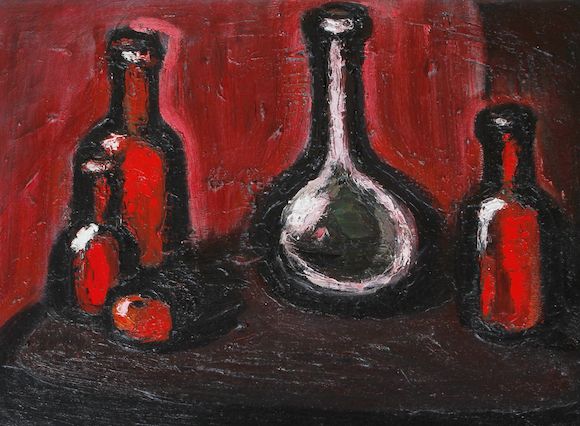 Bonhams : Theodore Major (British, 1908-1999) Still life of bottles and ...
