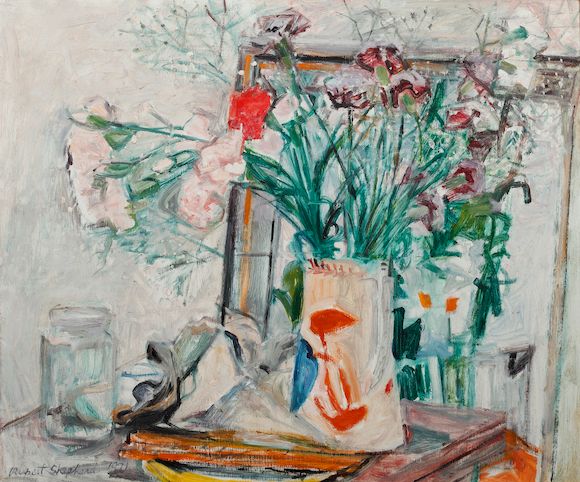 Bonhams : Rupert Shephard (British, 1909-1992) 'Mixed pinks and gypsophila'