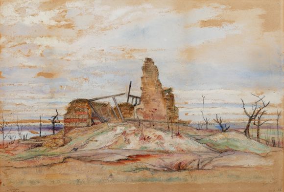 Bonhams : Sir William Rothenstein (British, 1872-1945) 'Bombed Ruins on ...