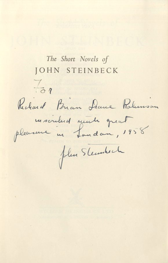 Bonhams : STEINBECK (JOHN) The Short Novels of John Steinbeck, AUTHOR'S ...