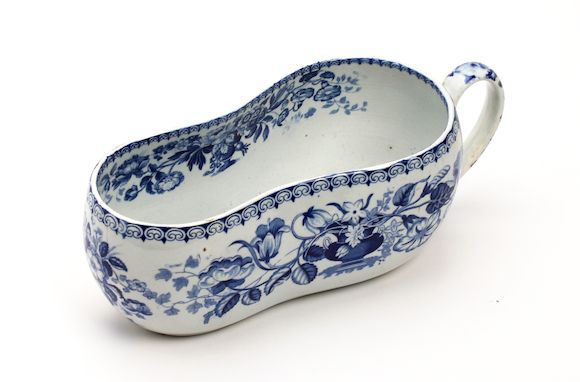 Bonhams : An English Herculaneum blue printed bourdalou Circa 1820